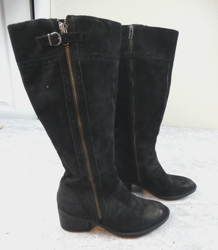 Born Boot Womens 10 Black Distressed Leather Rugged Flannel Lined ...
