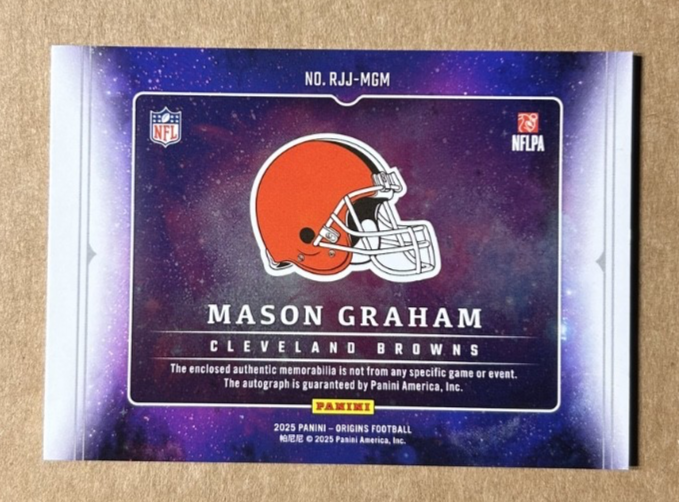 2025 Panini Origins MASON GRAHAM RC ROOKIE PATCH AUTO AUTOGRAPH BROWNS ...