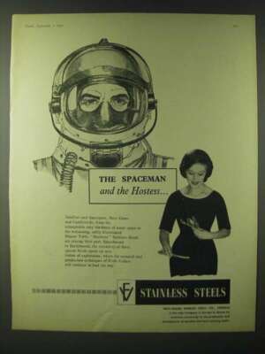 1960 Firth-Vickers Stainless Steels Ad - The spaceman and the hostess ...