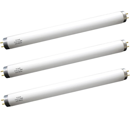 15" F14T12 14 Watt T12 Soft White Fluorescent Bulb, 3000K, G13 Base, 3 ...