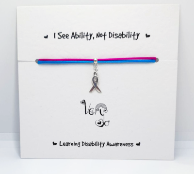 Handmade Learning Disability Awareness Ribbon Charm - Hot Pink & Blue ...