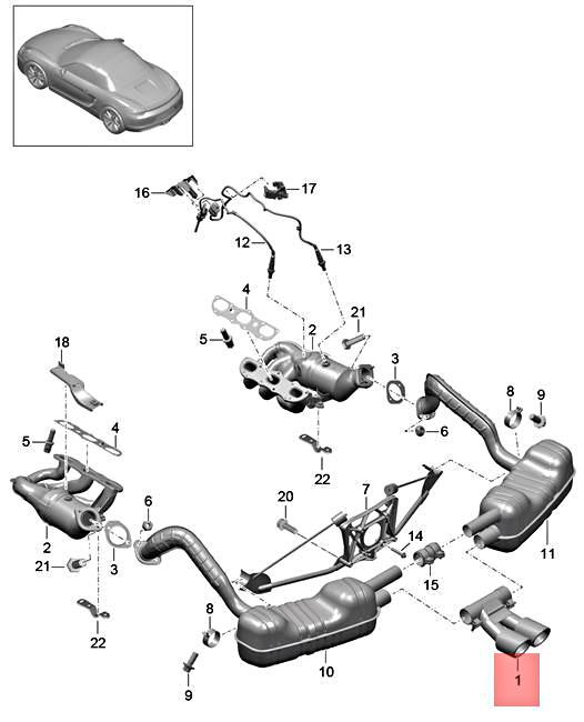 Genuine PORSCHE Boxster Cayman 981 981C Tailpipe 98111136100 | eBay