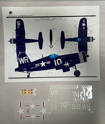 NEW Vtg Archer Fine Transfers F4U-4B WMF 312 Airplane Model 1/48 Decal ...