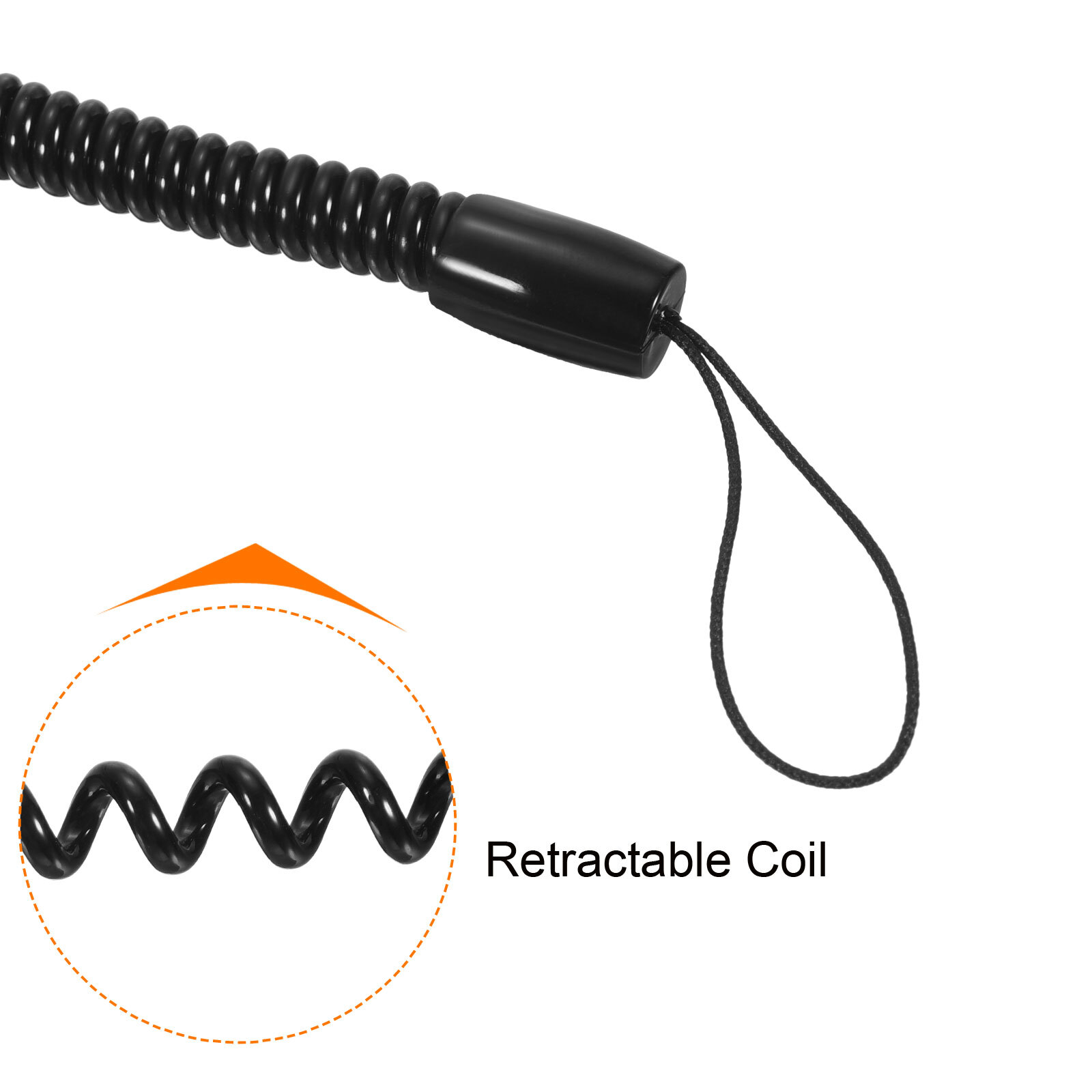 5pcs 5" Plastic Retractable Spring Coil Strap Key Holder Stylus Lanyard ...