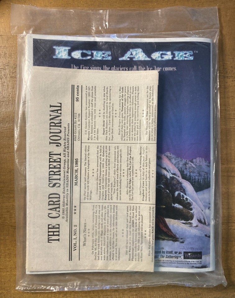 MTG FACTORY SEALED SHADIS MAGAZINE #18 Indie Games Mag NM Ice Age Cards ...