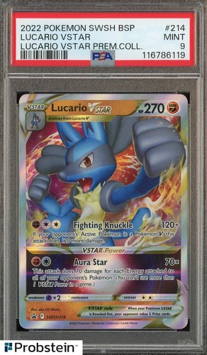 2022 Pokemon SWSH BSP Premium Collection #214 Lucario Vstar PSA 9 MINT ...