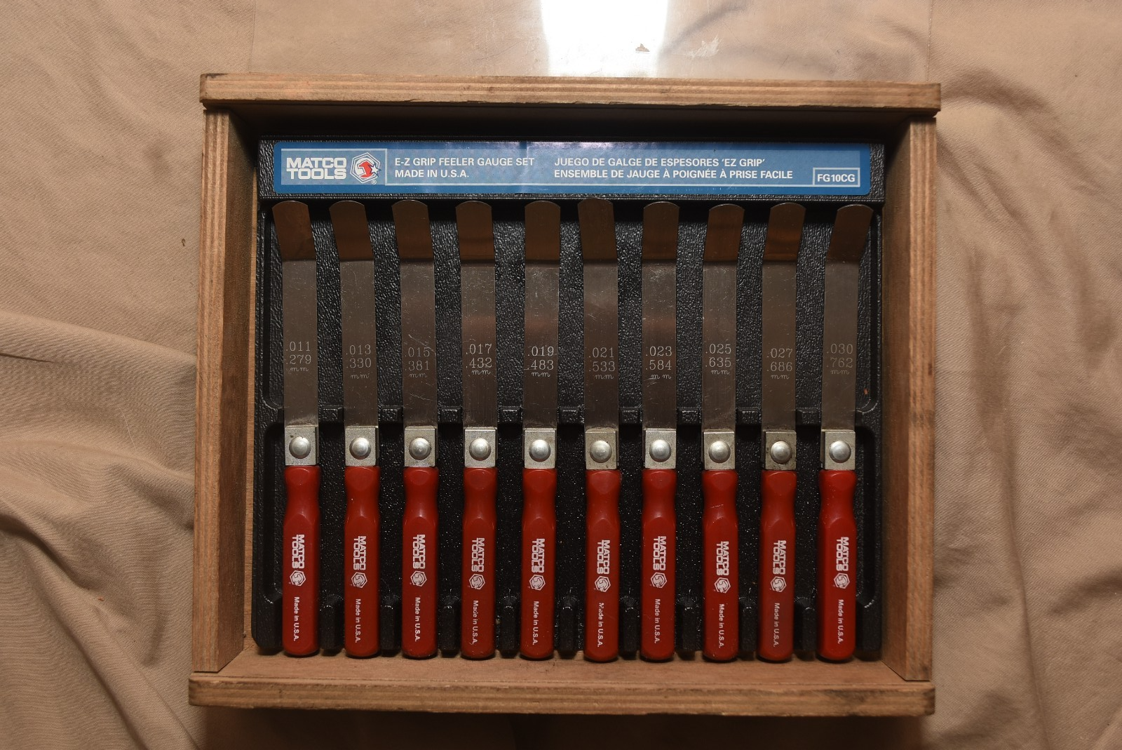 MATCO Tools USA FG10CG 10pc Red Handle E-Z Grip Feeler Gauge Set In ...