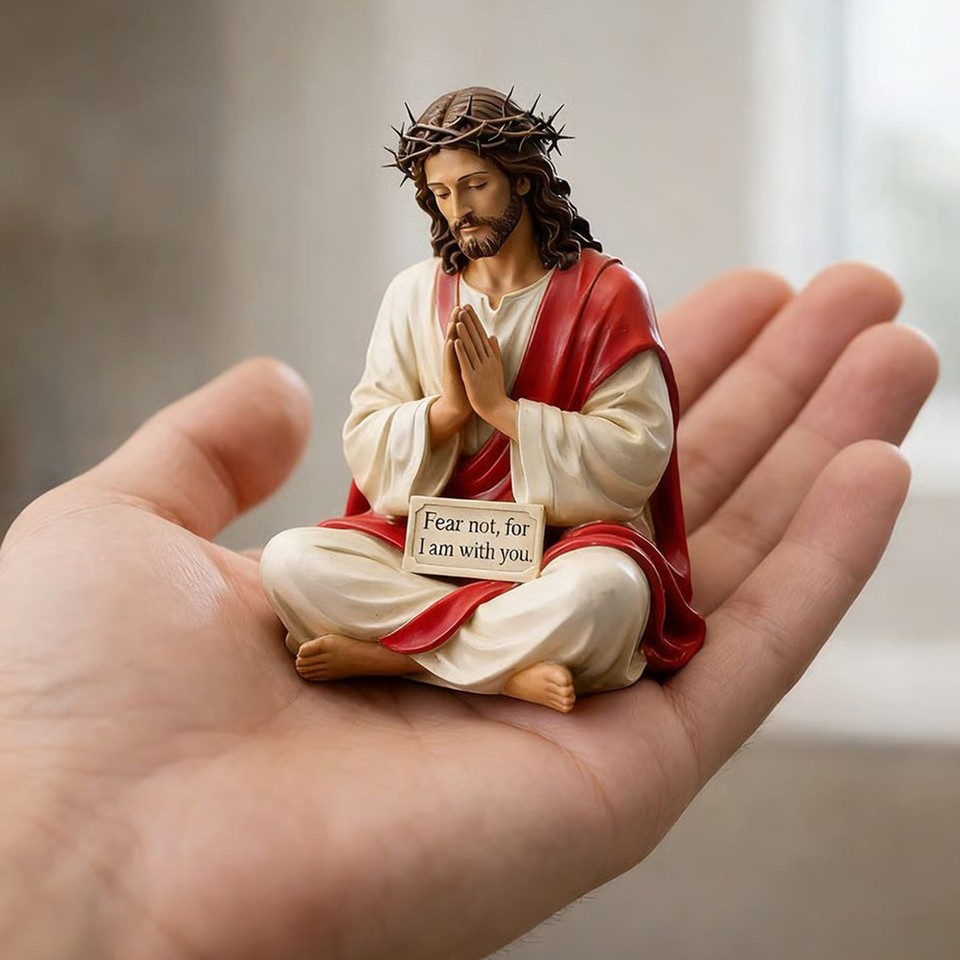 Jesus Christ Statue Hand Painted Religious Figurine, Resin Sitting ...