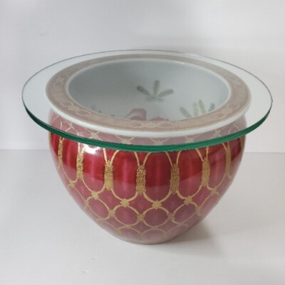 Large Vintage Koi Fish Bowl Side Table Vase Jardiniere Hand Painted ...