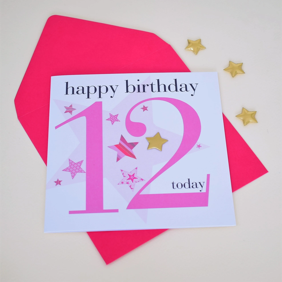 Birthday Card, Age 12 Girl, Happy 12th Birthday, Embellished with a ...