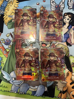 Set Of 4 Sealed Promo One Piece Card Treasure Booster Monkey.D.Luffy ...