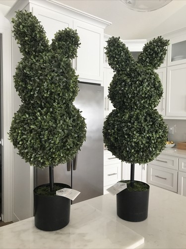 Set/2 My Texas House 35” Topiary Easter Bunny Shrub Tree Sold Out ...