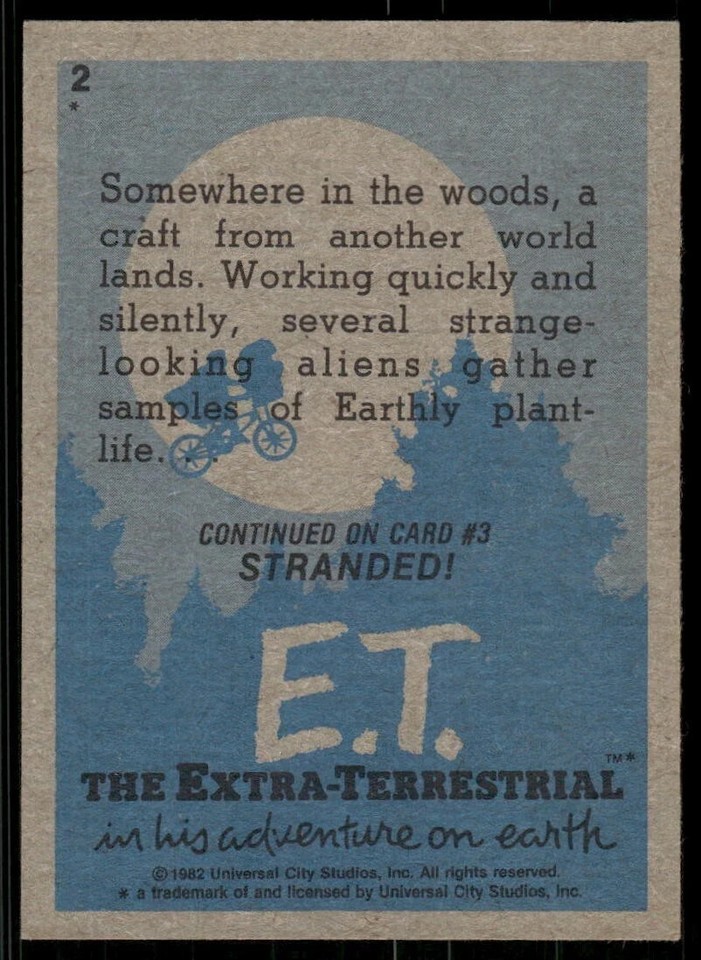 E.T. 1982 The Extra-Terrestrial Movie Photo NM+ Trading Card #2😎ALIEN ...