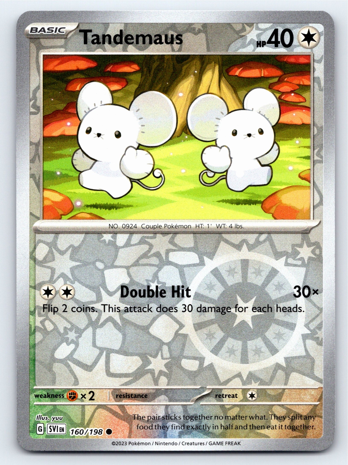 Tandemaus 160/198 Reverse Holo Scarlet & Violet Pokemon Card - NM Near ...