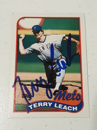 Terry Leach New York Mets 1989 Topps Autograph Card #207 READ ...