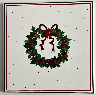 Ceramic Tile 6x6 Inch Hot Plate Trivet Christmas Wreath Vintage | eBay