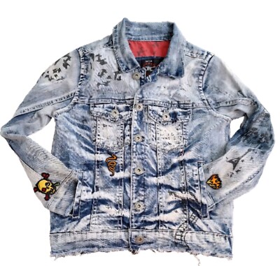 JORDAN CRAIG KIDS Size 8 DOODLE DENIM JACKET AGED WASH | eBay