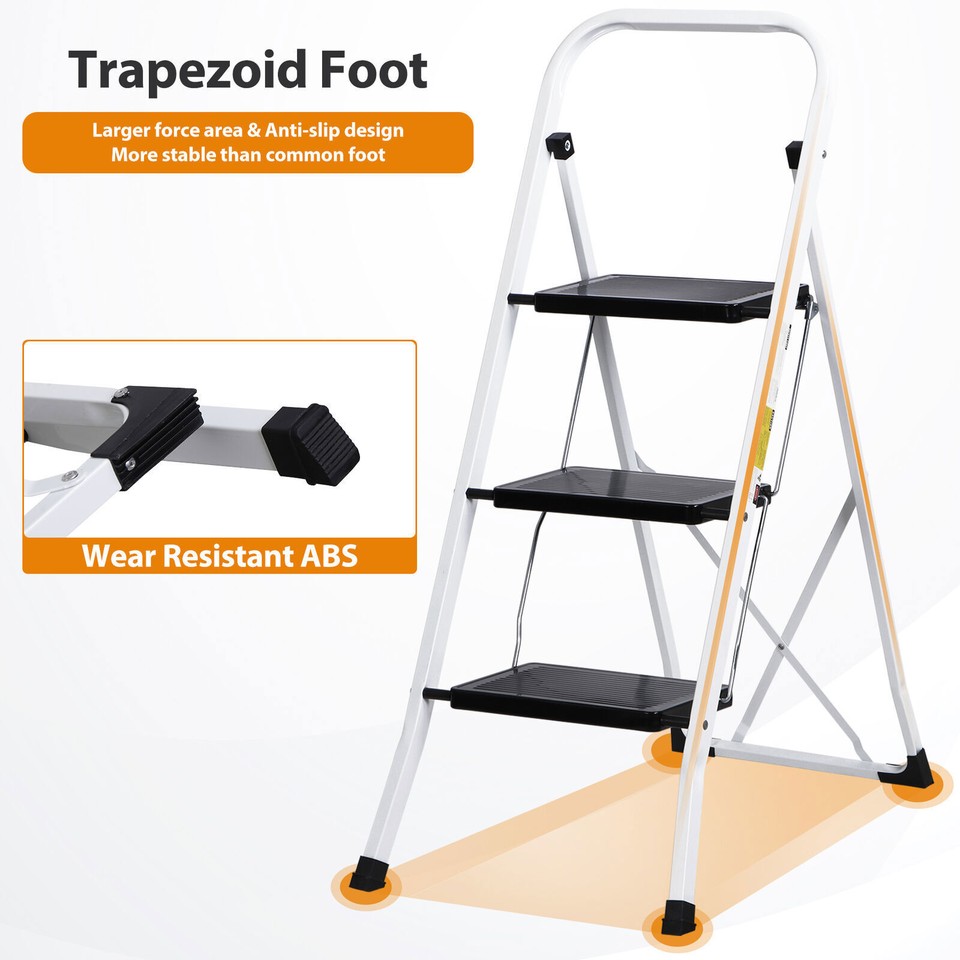 Step Ladder 2/3/4 Folding Lightweight Step Ladder with Wide Anti-slip ...