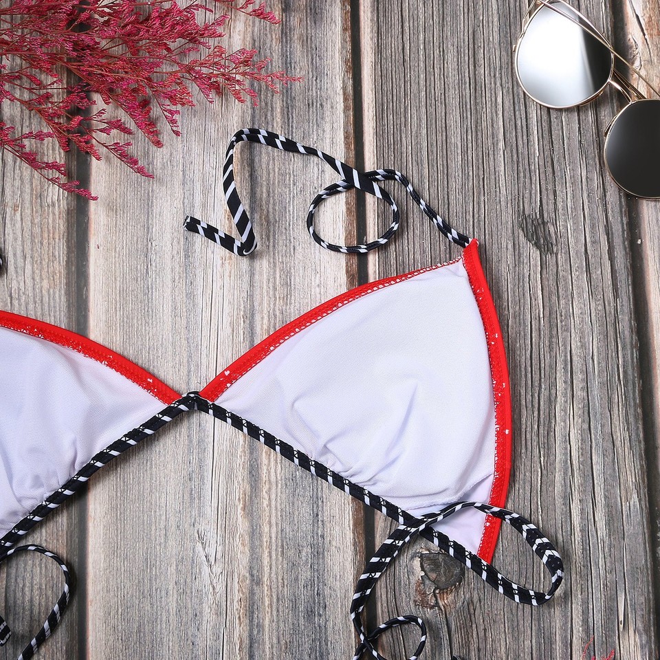 Womens Sexy Brazilian Tie Side Triangle Thong Bikini Set Beach Swimwear ...