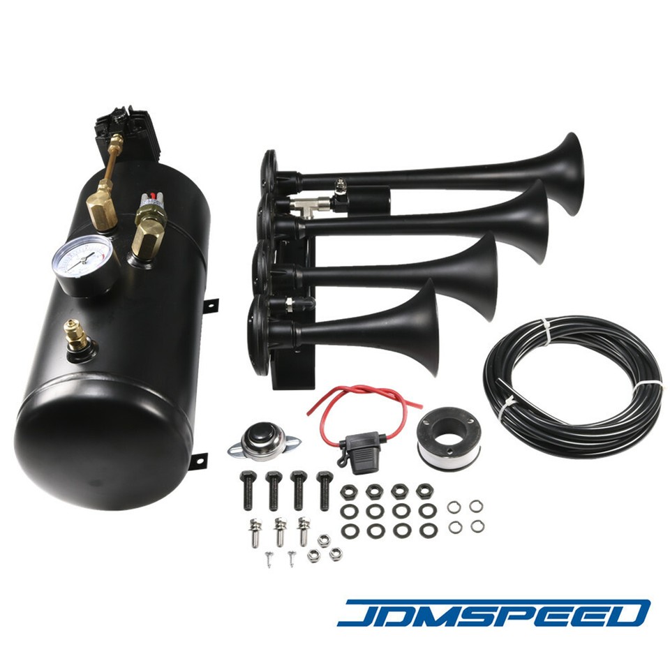 4 Trumpets Train Horn w/ 1G Air Tank Kit For Truck Car Pickup Loud ...
