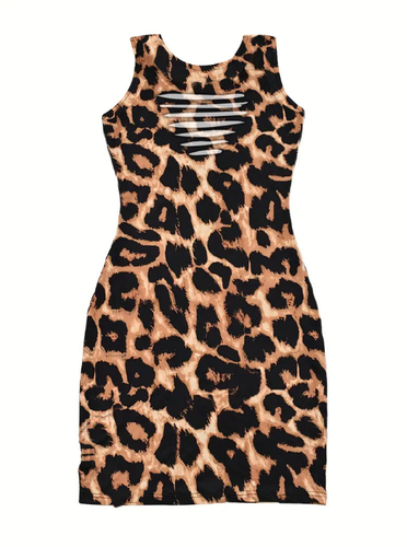 Ladies' V-neck Leopard Print Chest Hollow Fashion Dress | eBay