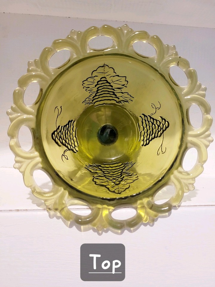 Indiana Glass Colony Harvest Carnival Green Vintage Footed Candy Dish ...