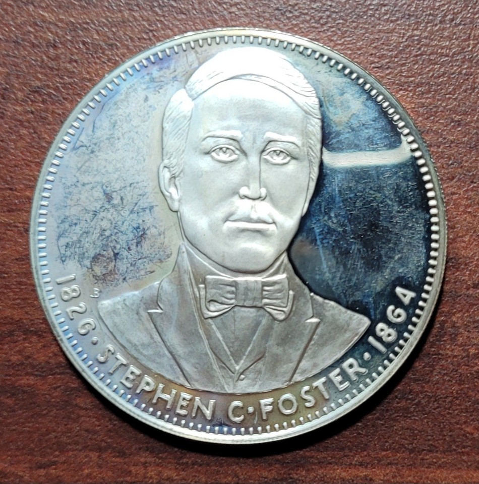 Stephen Foster Franklin Mint .925 Sterling Silver Proof Round 0.865 ...