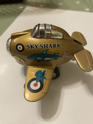 Toysmith Sky shark Vintage Pull Back Plane Gold | eBay UK