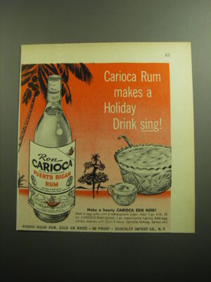 1958 Ron Carioca Rum Ad - Carioca Rum makes a holiday drink sing | eBay