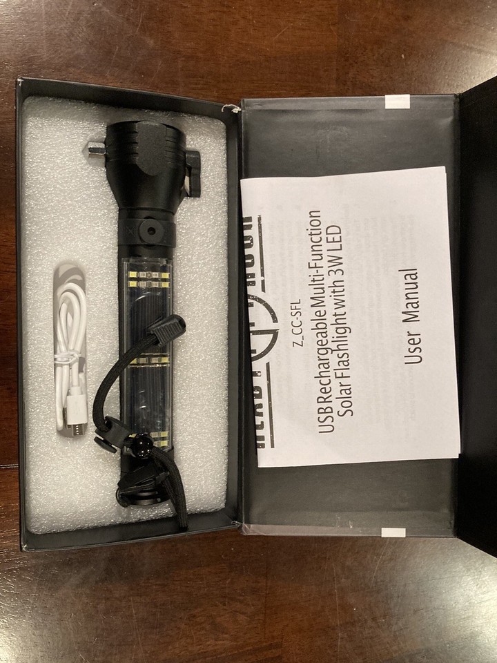 Ready Hour 9-in-1 Multi-Function LED Solar Rechargeable Flashlight New ...