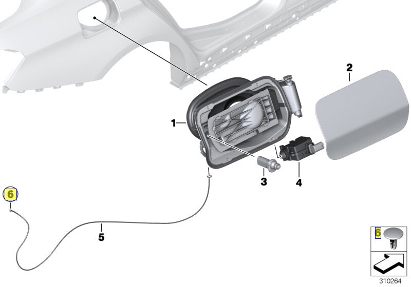 BMW Fuel Door Flap Emergency Lock Release Pull 8234143 51258234143 New ...