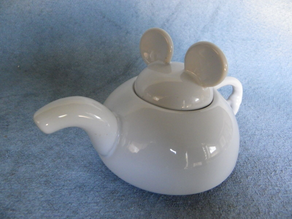 Disney Mickey Mouse Vtg Stacking Tea Pot Cup /Saucer Tea For One White ...