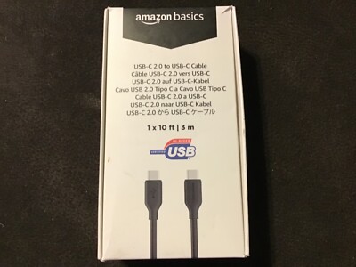 AMAZON BASICS USB C Fast Charging 60W 10 Foot Cable USB-C to USB-C ...