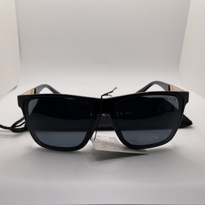 Prada promotional Black Square Gold Temple Red Stripe Sunglasses ...
