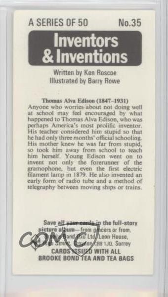 1975 Brooke Bond Inventors & Inventions Tea Thomas Edison Alva (1847 ...