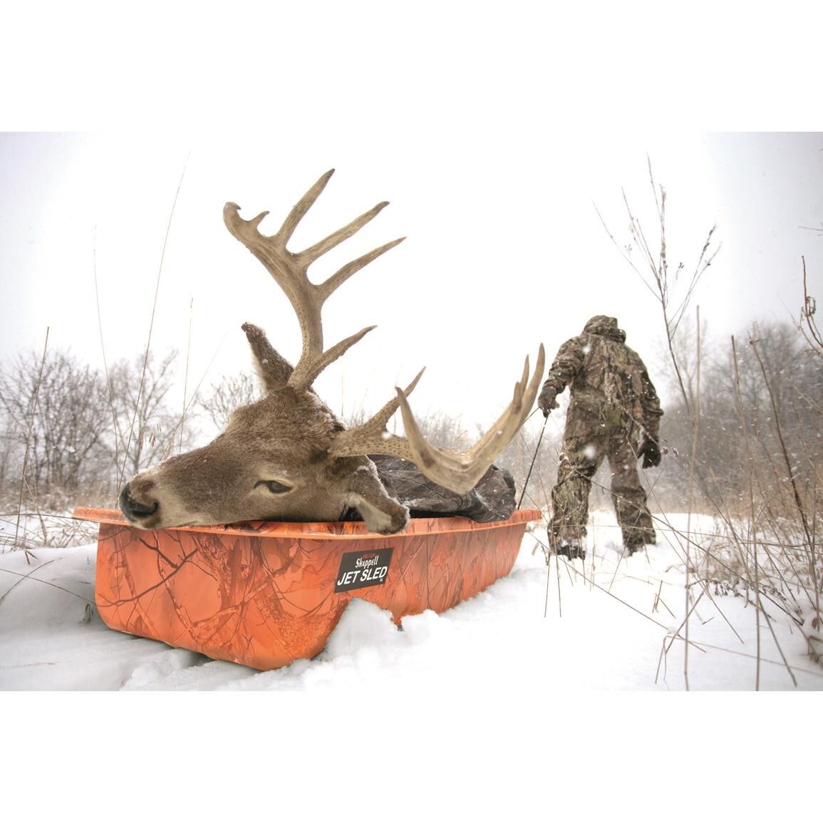 New Shappell Ice Fishing Jet Sled XL, All-Terrain Blaze Camo w/ Tow ...