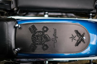 Rear Fender Bib Harley Davidson Softail Black Leather #13 Skull Crossed ...