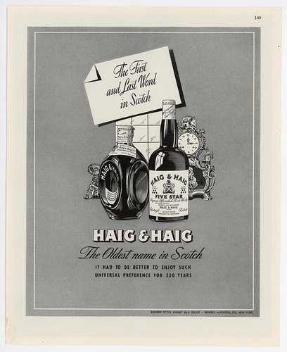 Print Ad 1940s Haig & Haig Scotch Whisky Edinburgh Scotland Classic Bar ...