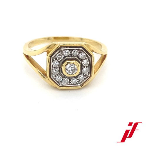 Anneau 750 Jaune / or Blanc Brillant Avec 13 Diamants 0,17 Carats ...