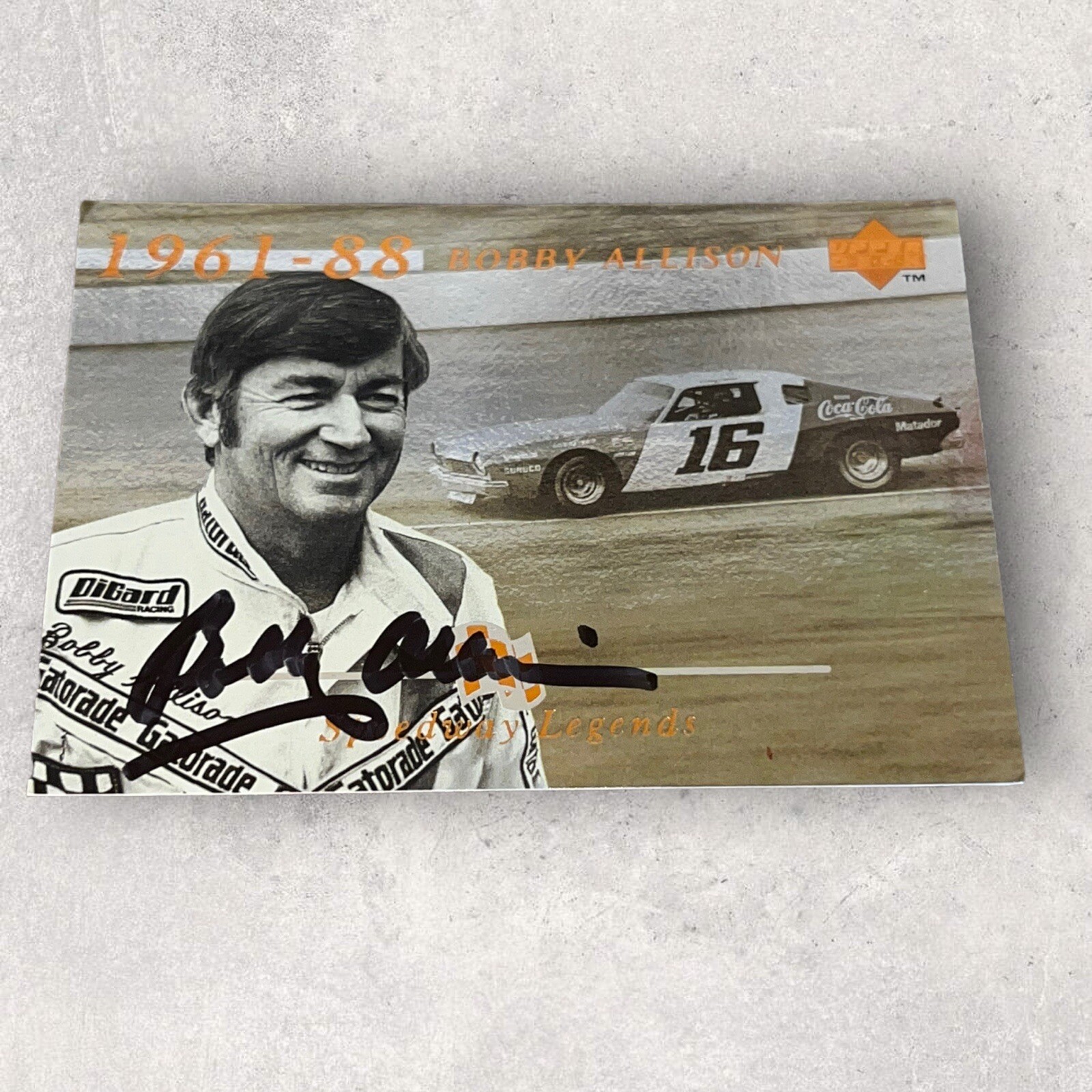 Bobby Allison HALL OF FAMER NASCAR VINTAGE autographed card UPPER DECK ...
