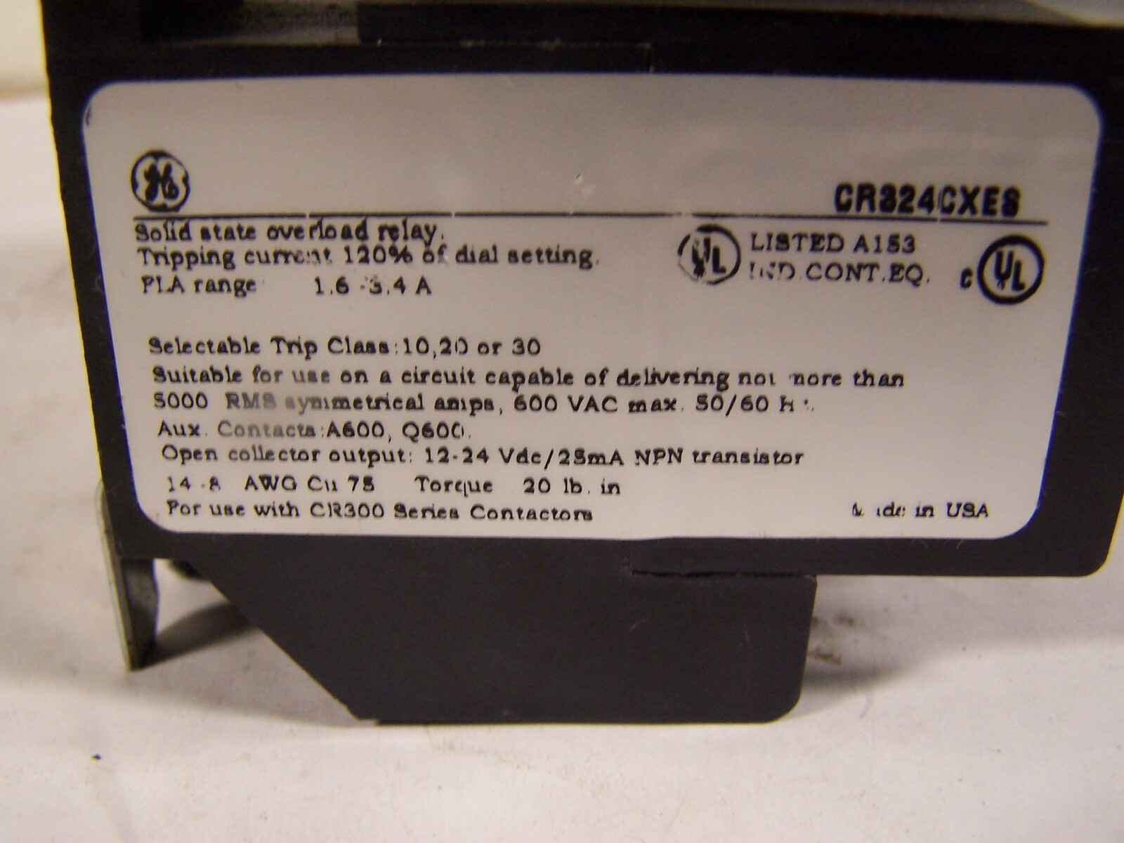 GE CR306CX# NEMA SIZE 1 600V 300-LINE CONTROL Magnetic STARTER 230-240V ...