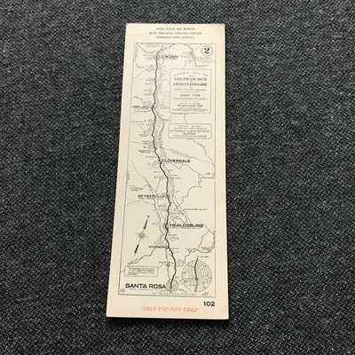 1920s Auto Club Road Street Map Santa Rosa to Ukiah CA Coast Hwy 102 | eBay