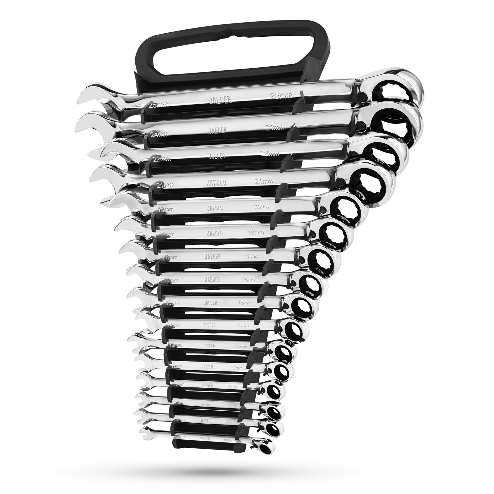 Jaeger 16pc MM/Metric Reversible Ratcheting Combination Wrench Set With ...