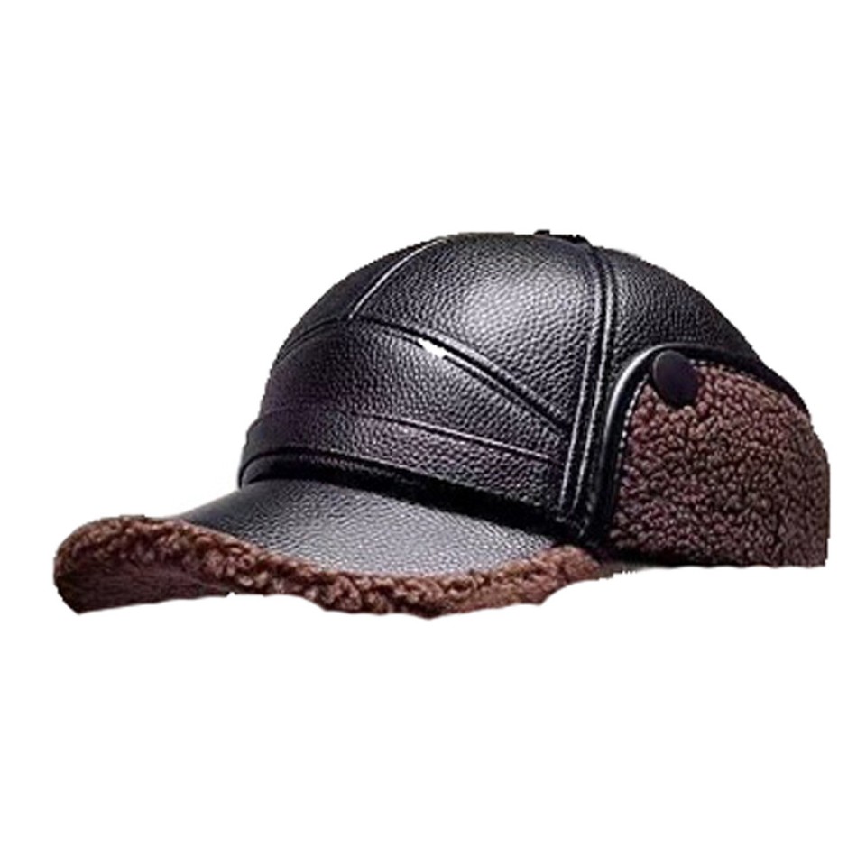 Men Thick Plush Winter Warm Faux Leather Newsboy Cap Gatsby Golf Driver ...
