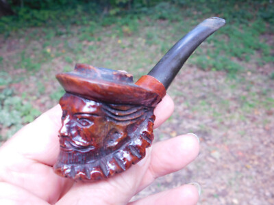 Vintage Hand Carved Briar Israel Pipe Bearded King Figural Smoking Pipe ...