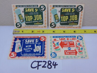 4 VINTAGE PROCTOR & GAMBLE COUPONS KEY PUNCH 1960'S LOT JOY & TOP JOB 5 ...
