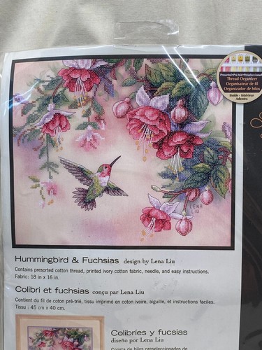 Dimensions-"Hummingbird & Fuchiasl"-Stamped Cross Stitch-New kit 2011 ...
