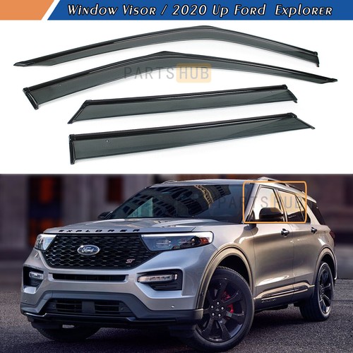 For 2020-2025 Ford Explorer Black Trim Smoked Window Visors Rain Guards ...