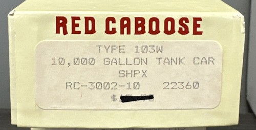 Red Caboose HO Kit RC-3002-10 Type 103W 10,000 Gallon Tank Car SHPX ...