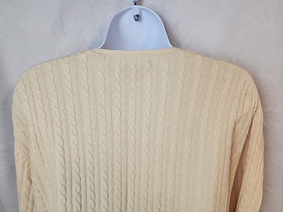 Grayson & Dunn 100% Cashmere Yellow Cable Knit V Neck Sweater Sz 3x NWT ...